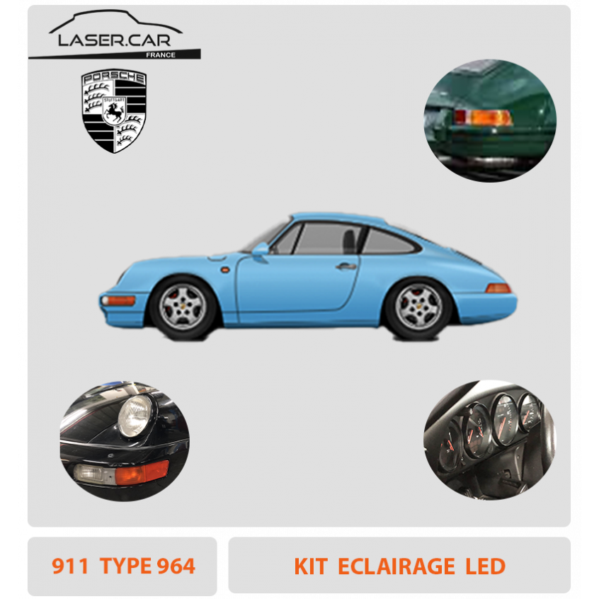 Kit ECLAIRAGE LED COMPLET POUR PORSCHE 911, 1978 à 92, TYPE G et 964
