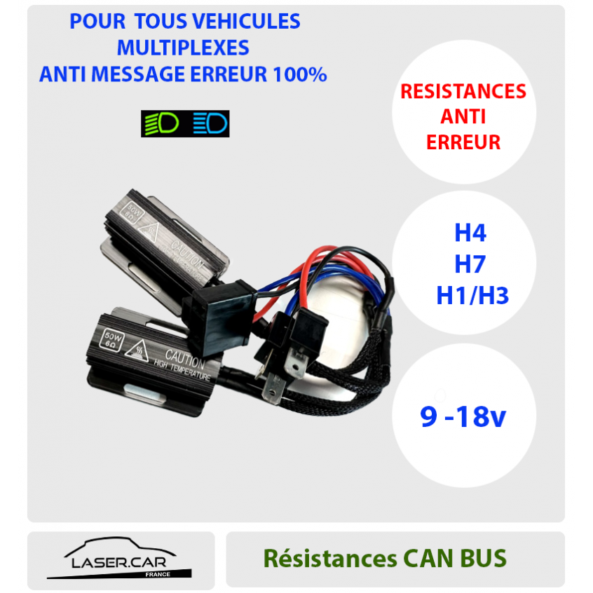 résistances Can Bus H7- ODB pré-câblées avec connecteur plug&play